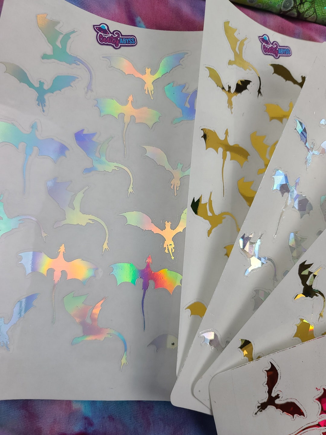 Holographic Clear Dragon Stickers Gold Dragon Sticker Sheet Holographic ...