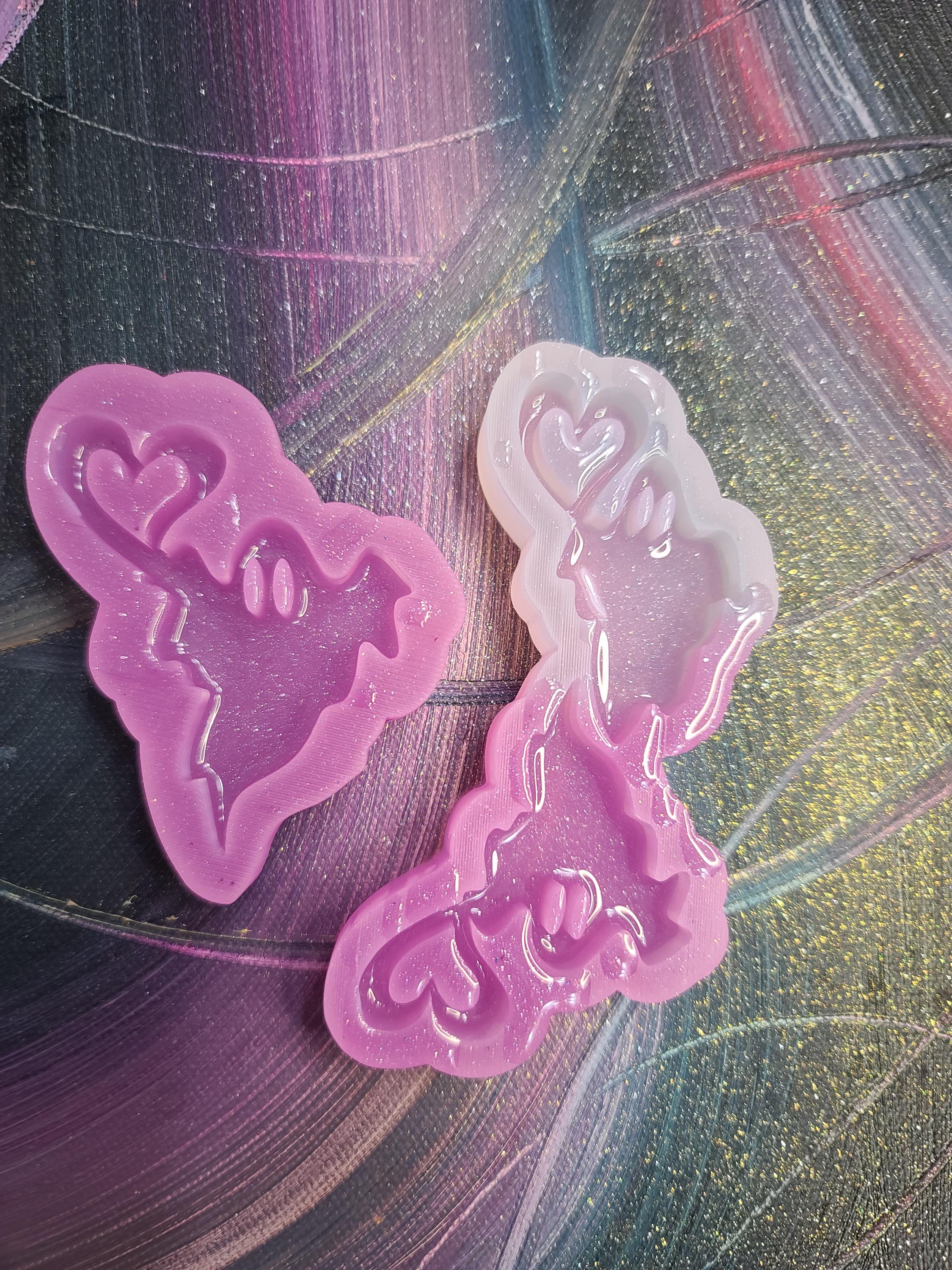Heart Ghost Silicone Mold — Handmade Domed UV Epoxy Mold Clear Glossy ...