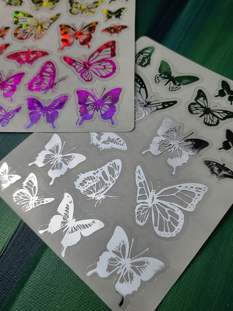 Butterfly Sticker Sheet • Holographic Butterfly Stickers • Clear Vinyl ...