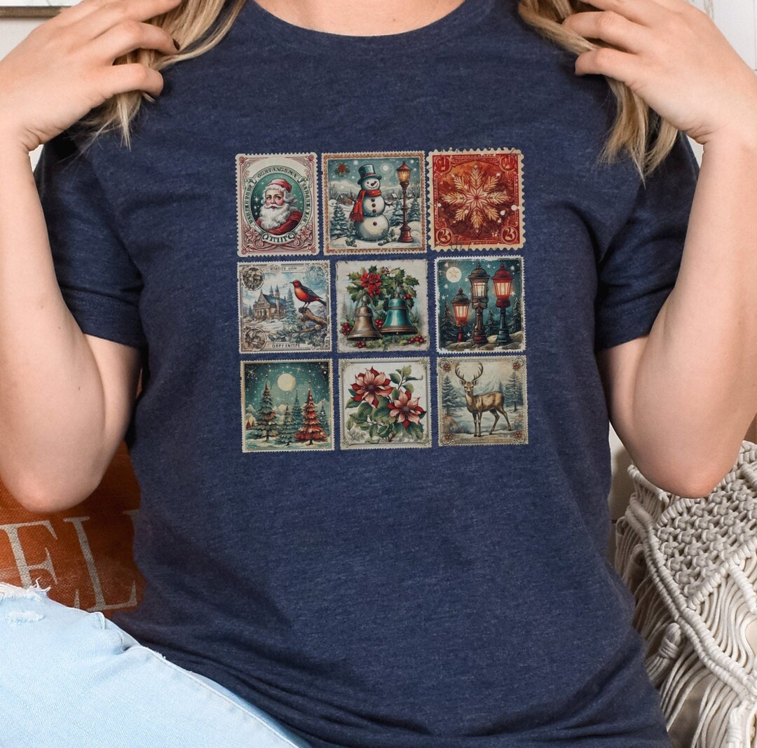 Vintage Christmas Stamp Shirt, Christmas T Shirt, Vintage Postage ...