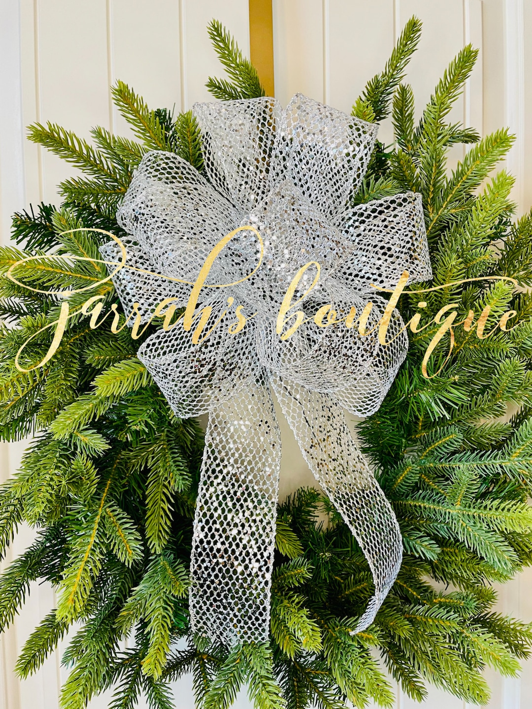 Christmas Tree Bow, Winter Bow, Christmas Wreath Bow, Silver Christmas ...