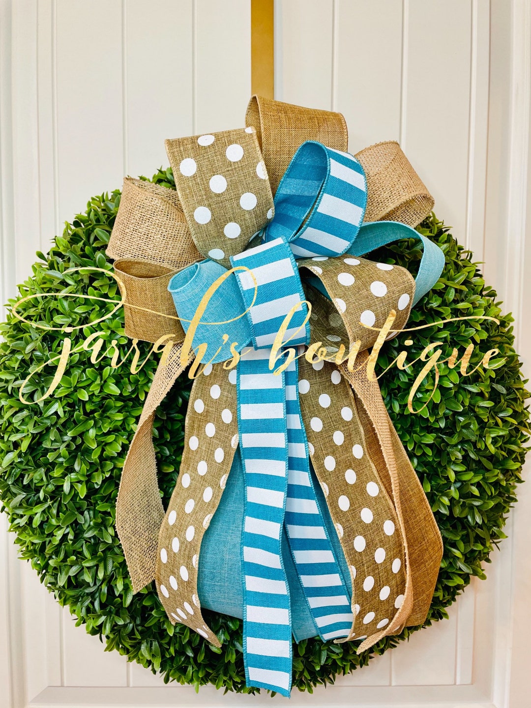 Coastal Wreath Bow, Nautical Wreath Bow, Beach Bows for Wreath, Flag ...