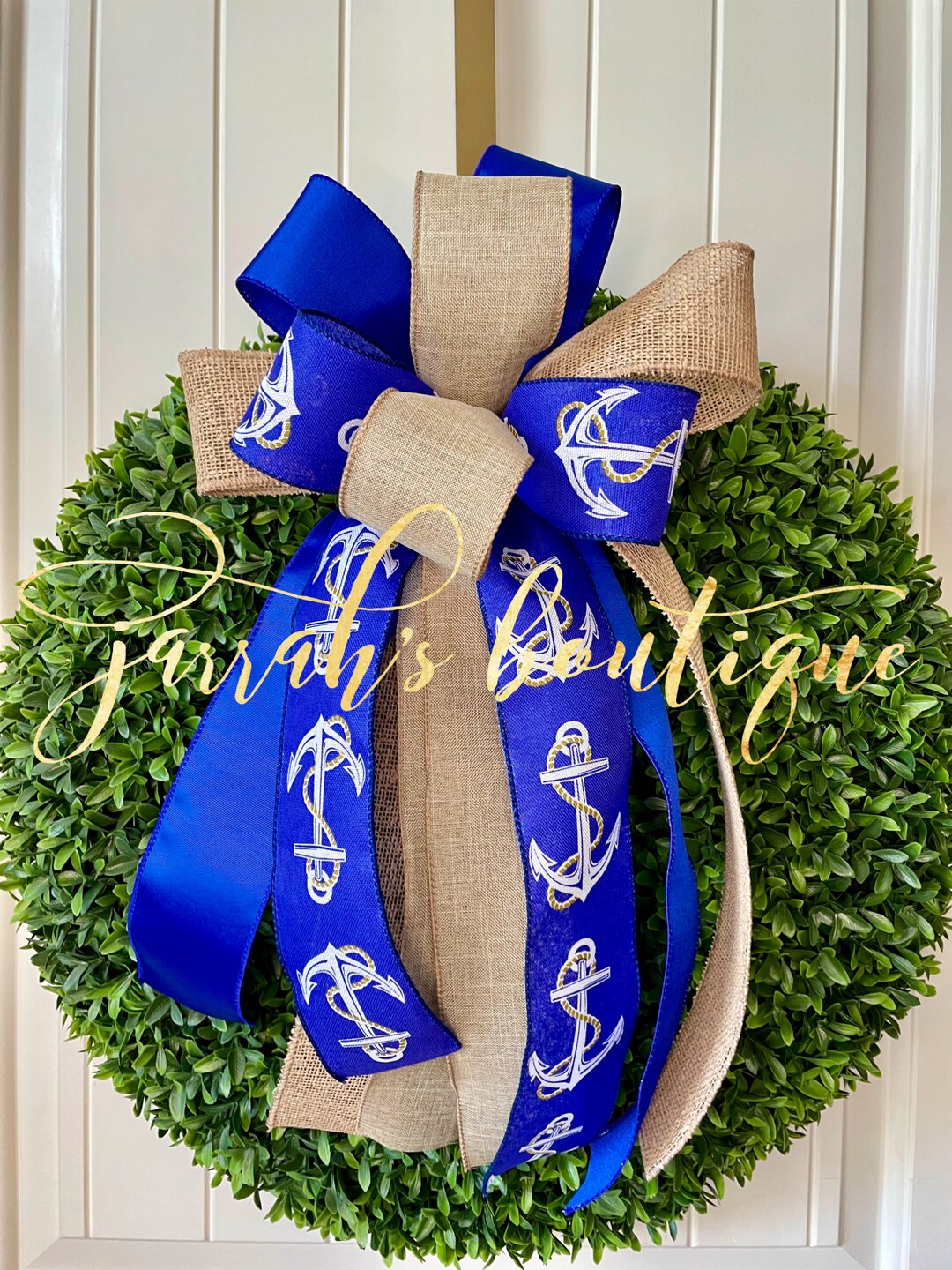 Coastal Wreath Bow, Beach Bow, Beach Bows for Wreath, Summer Bow, Beach ...