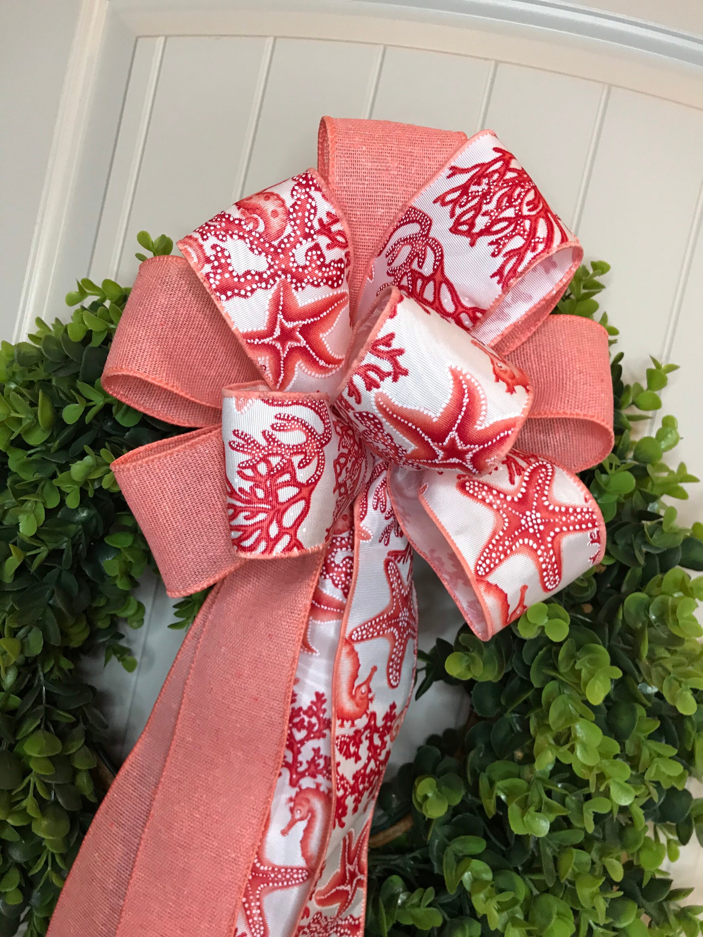 Coastal Coral Reef Beach Bows for Wreath Summer Spring | Etsy