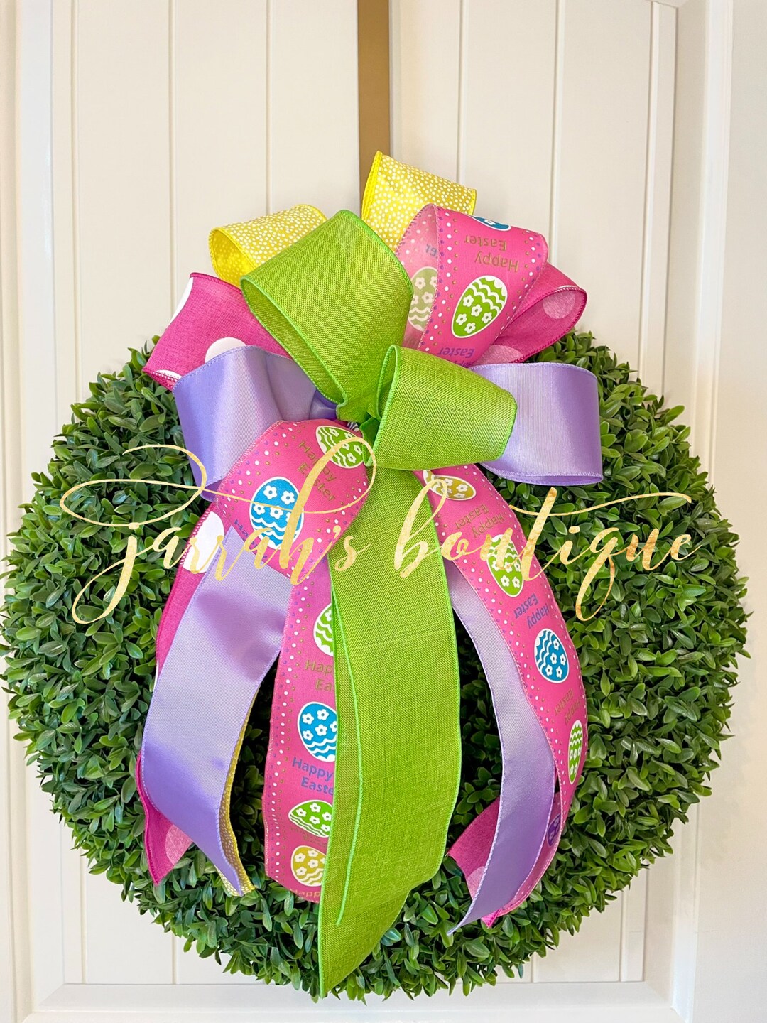 Easter Wreath Bow, Easter Bunny Basket Wreath Bows, Spring Bow, Bow for ...