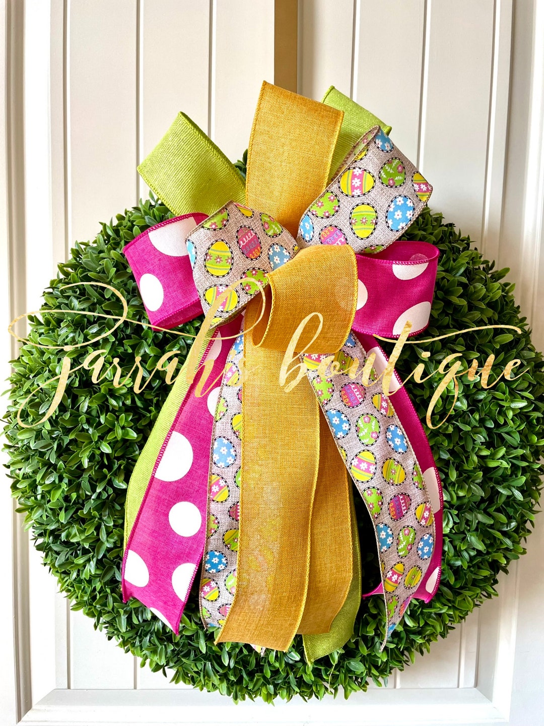 Easter Wreath Bow, Easter Bunny Basket Wreath Bows, Spring Bow, Bow for ...
