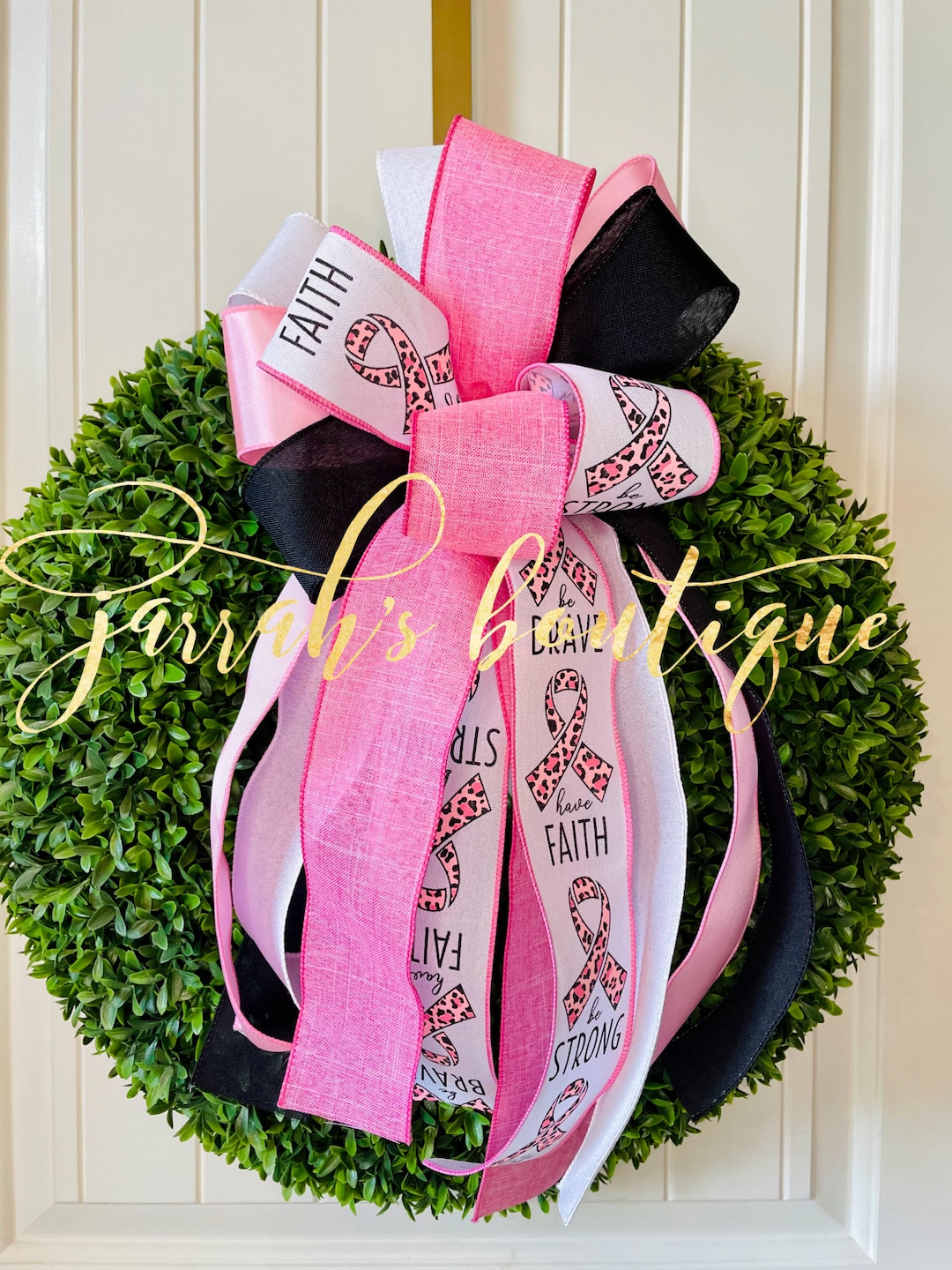 Breast Cancer Awareness Bows for Wreaths, Puff Bow, Be Strong Bow ...