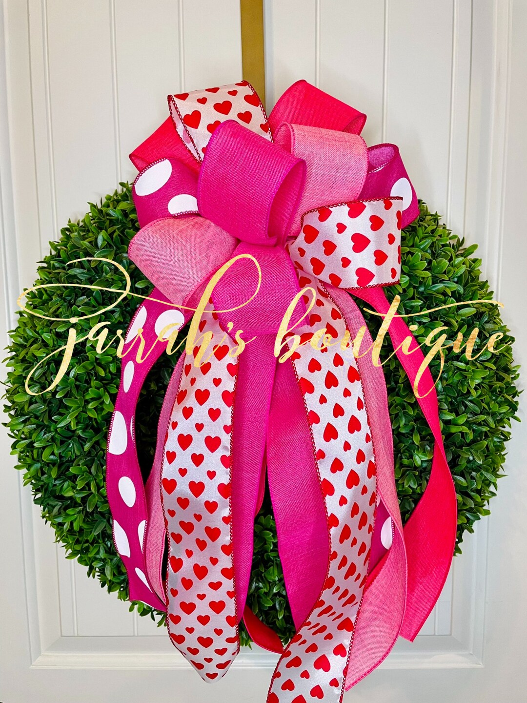 Valentines Wreath Bow, Whimsical Valentine's Bow, Valentine Swag Bow ...