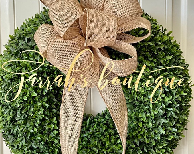 Burlap Bow, Fall Wreath Bow, Tan Bow, Rustic Bow, Farmhouse Wreath Bow ...