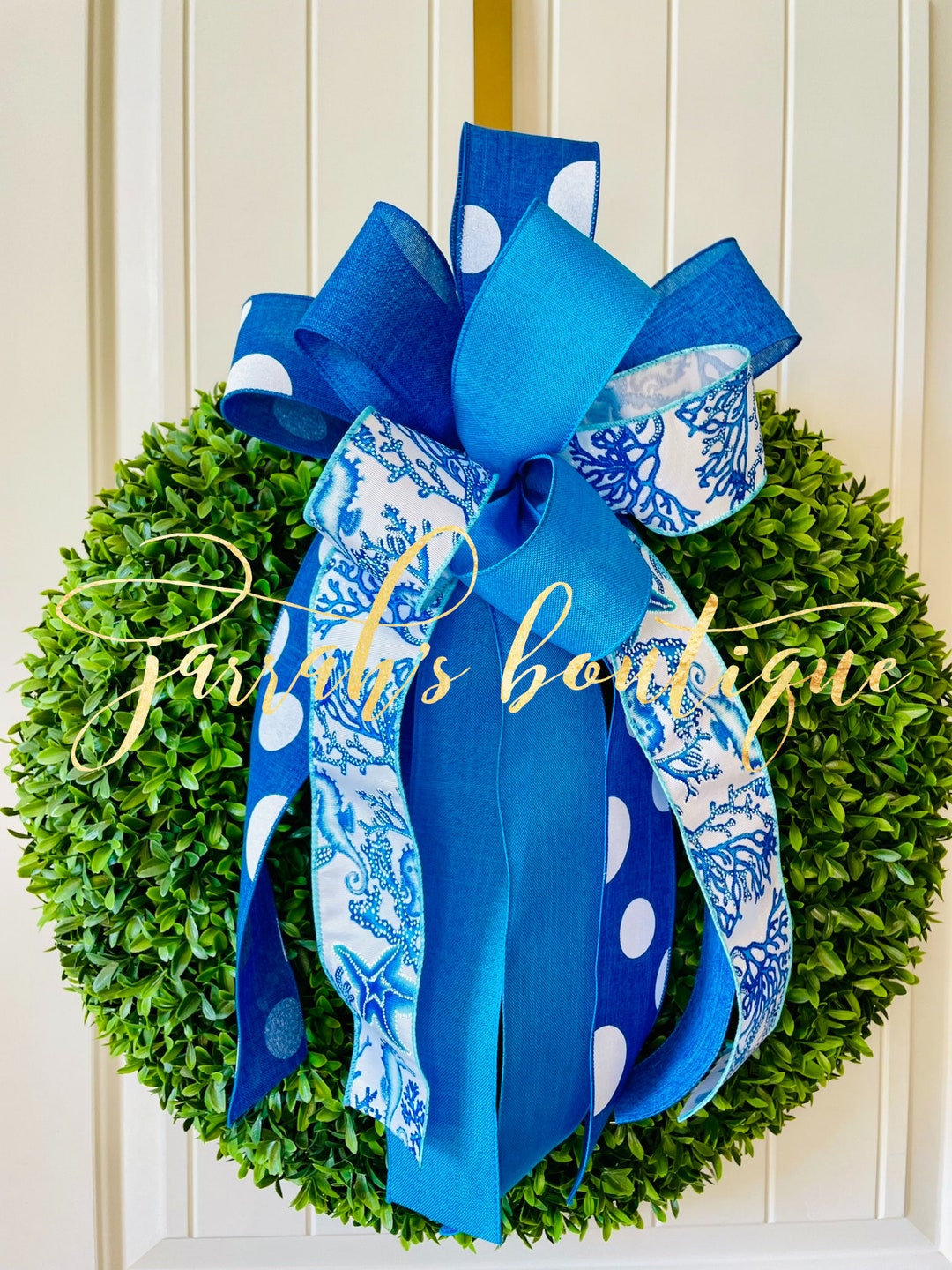 Coastal Wreath Bow, Beach Bow, Beach Bows for Wreath, Summer Bow, Beach ...