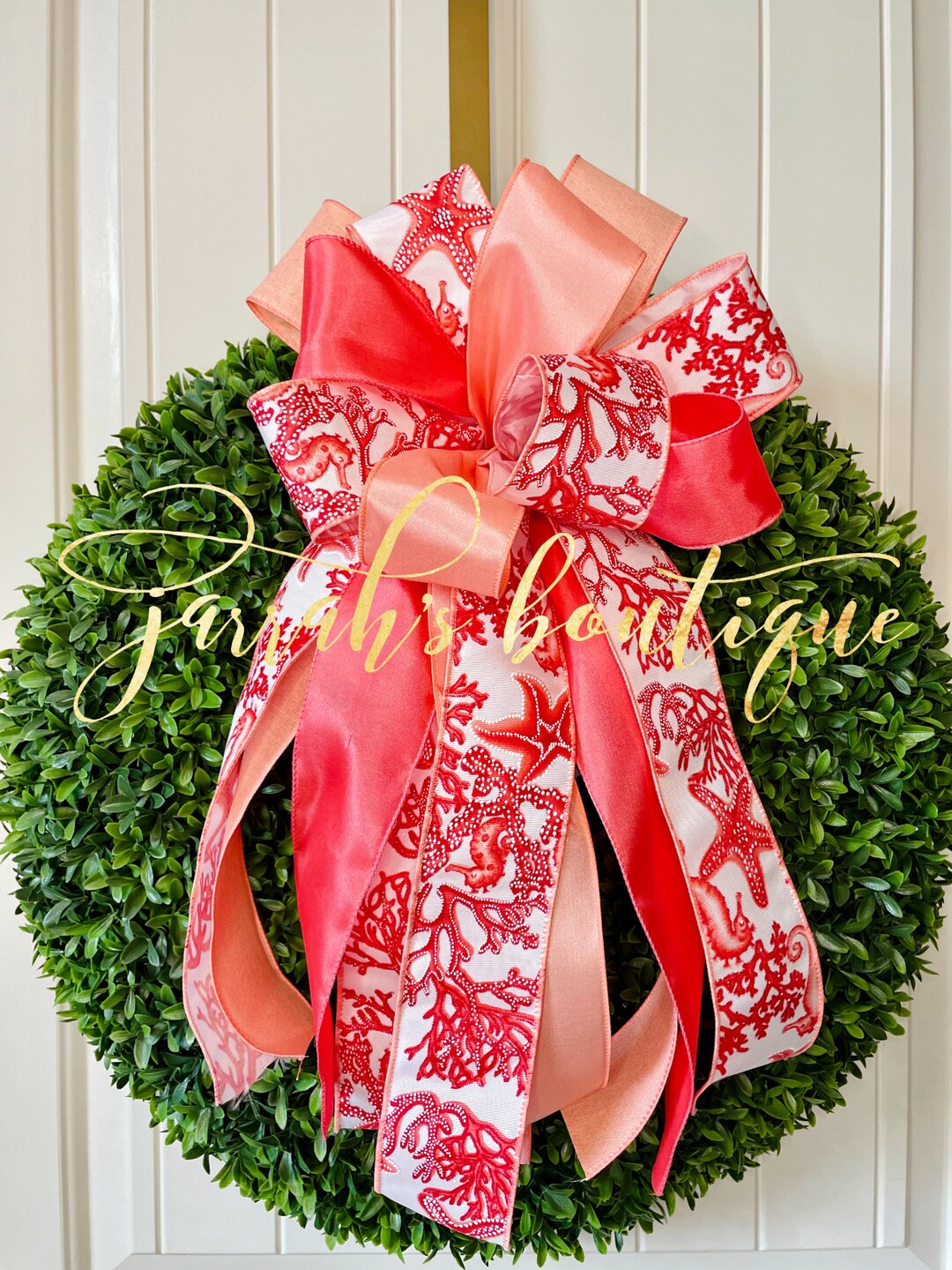 Coastal Wreath Bow, Beach Bow, Beach Bows for Wreath, Summer Bow, Beach ...