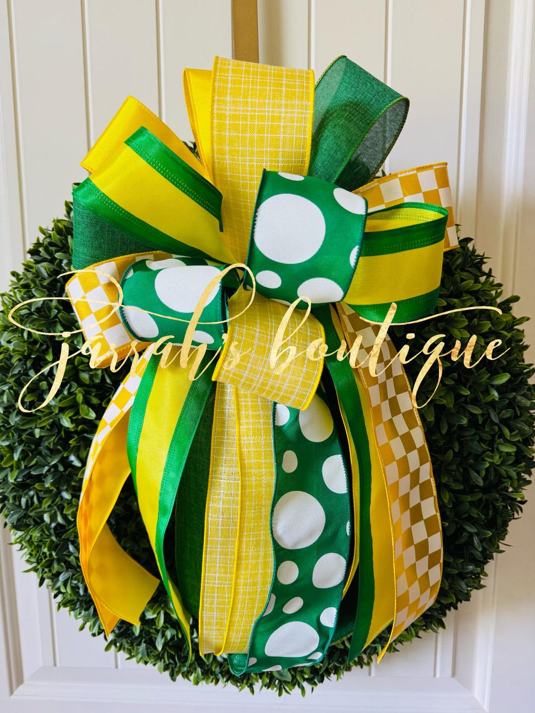 Yellow and Green School Bow, College Bow, Wreath Bows, Lantern, Mailbox ...