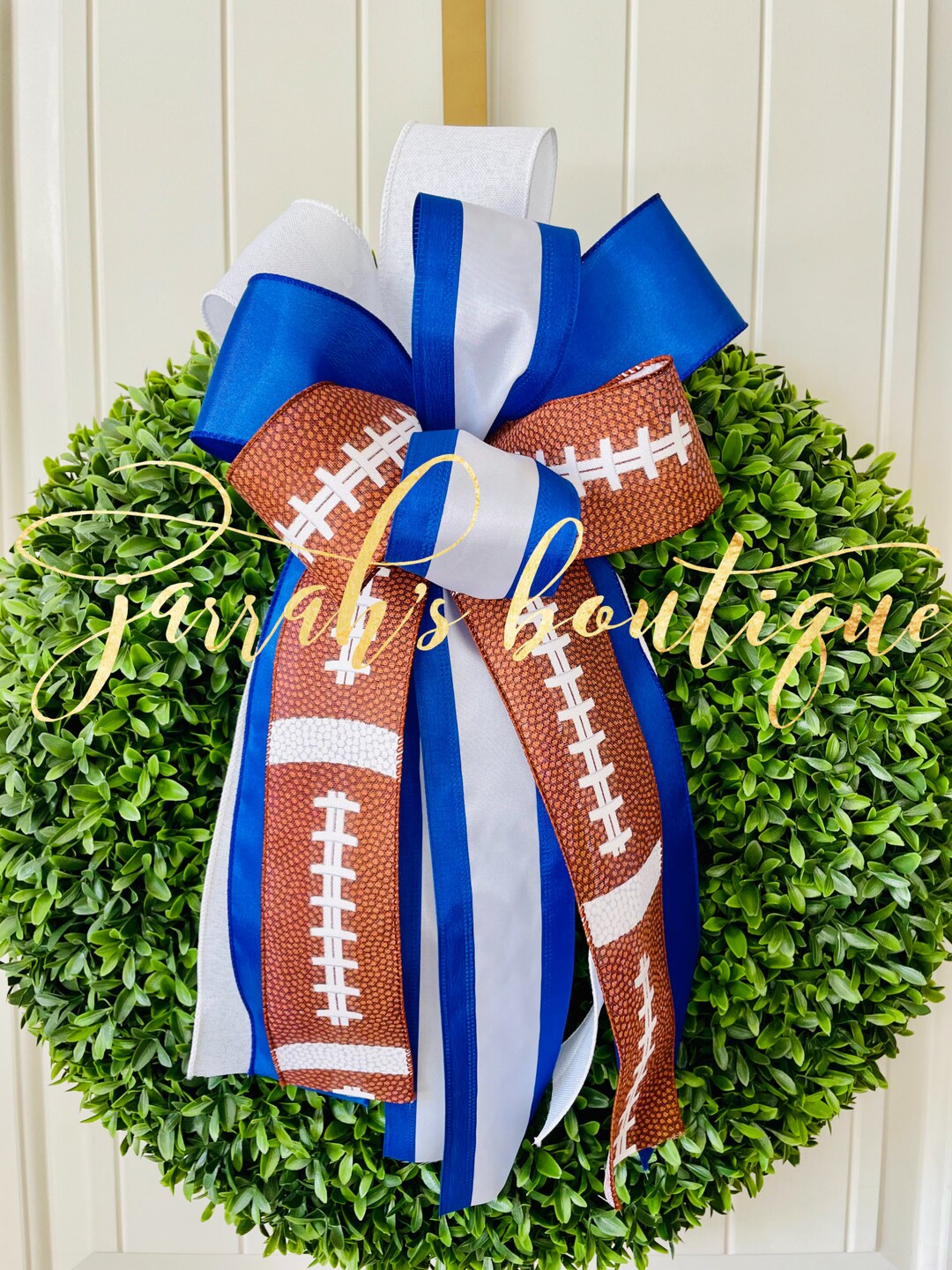 Duke Wreath Bow, Blue and White Wreath Bow, Wreath Bows, Duke Bow, Duke ...