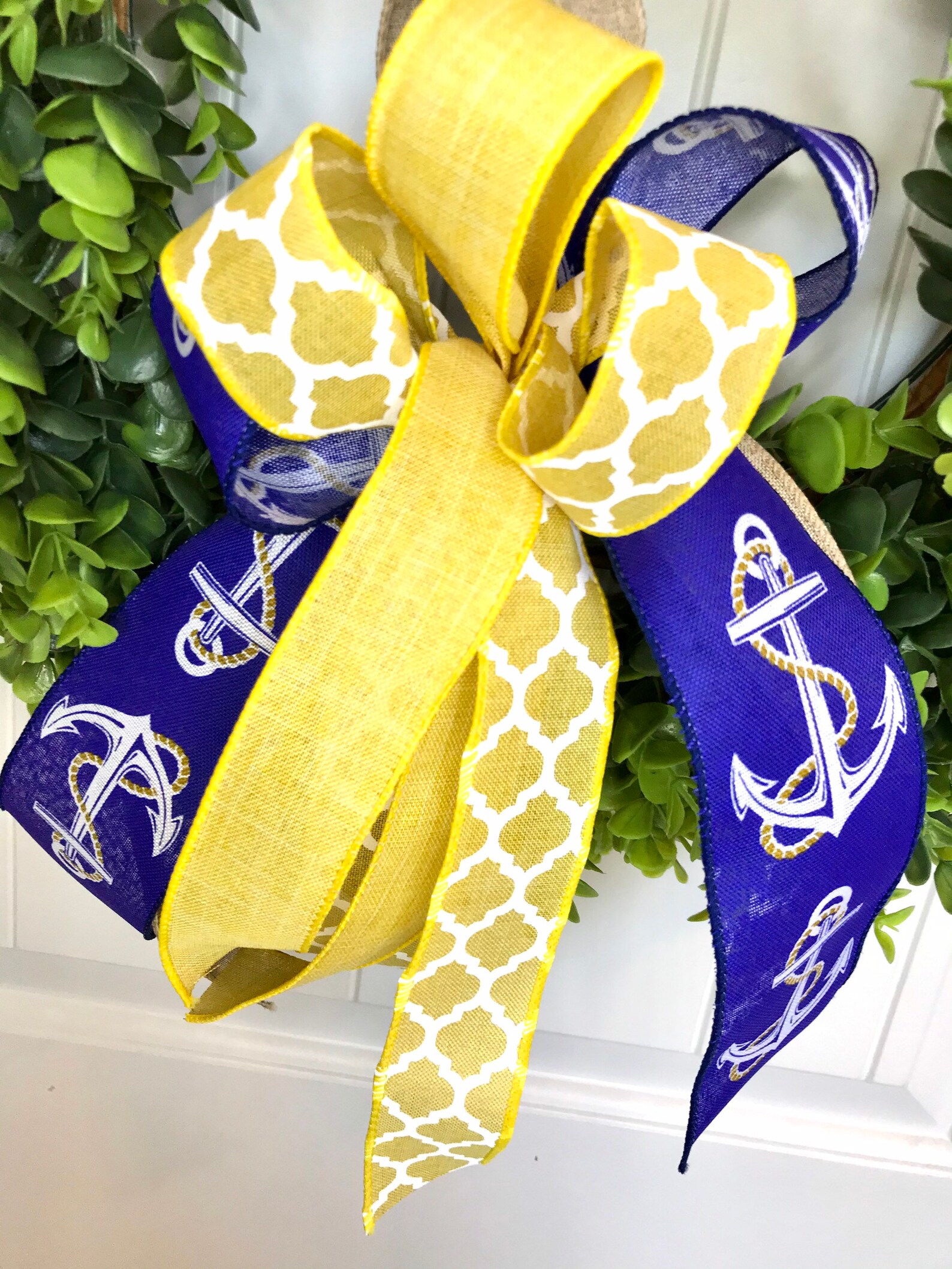 Coastal Wreath Bow Beach Bows for Wreath Coastal Lantern | Etsy