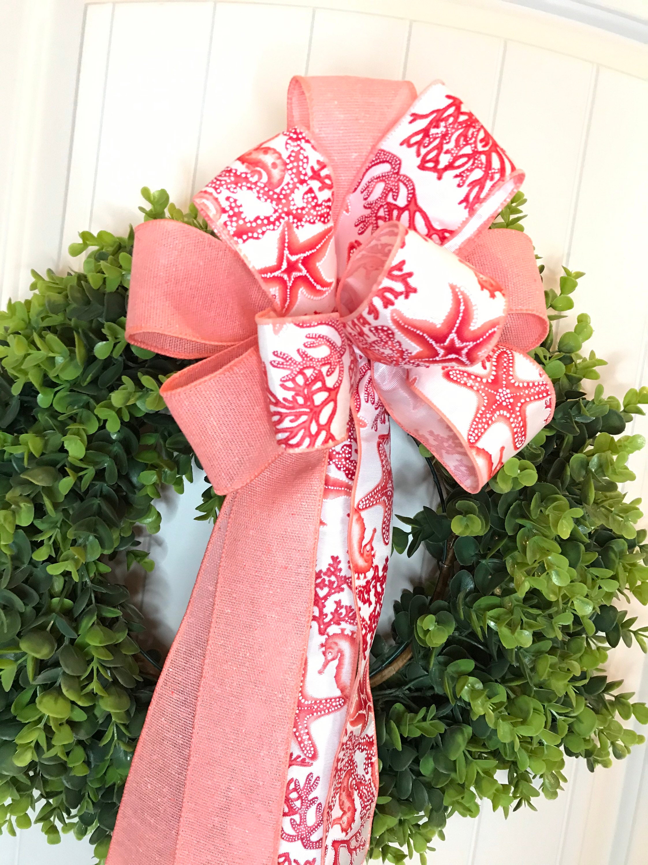 Coastal Coral Reef Beach Bows For Wreath Summer Spring Etsy
