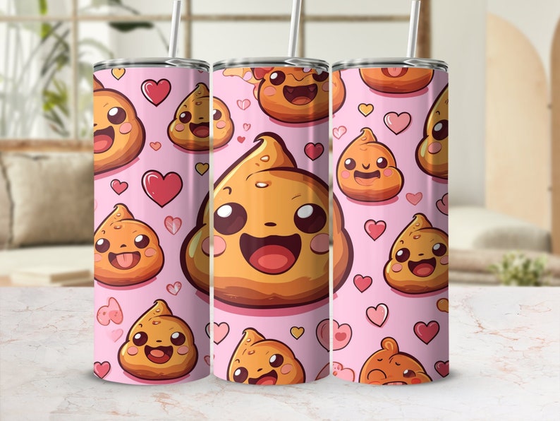Cute Kawaii Poop Tumbler, Funny Coffee Travel Mug, Gift for Friends ...