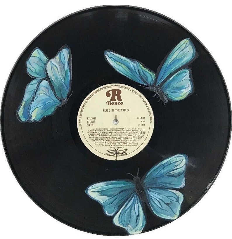 Hand Painted Butterfly Vinyls/records - Etsy UK