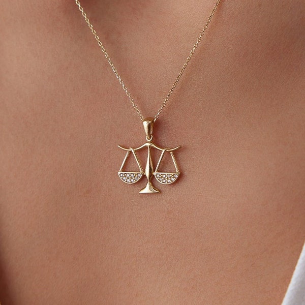 Libra Justice Scales Necklace - Etsy