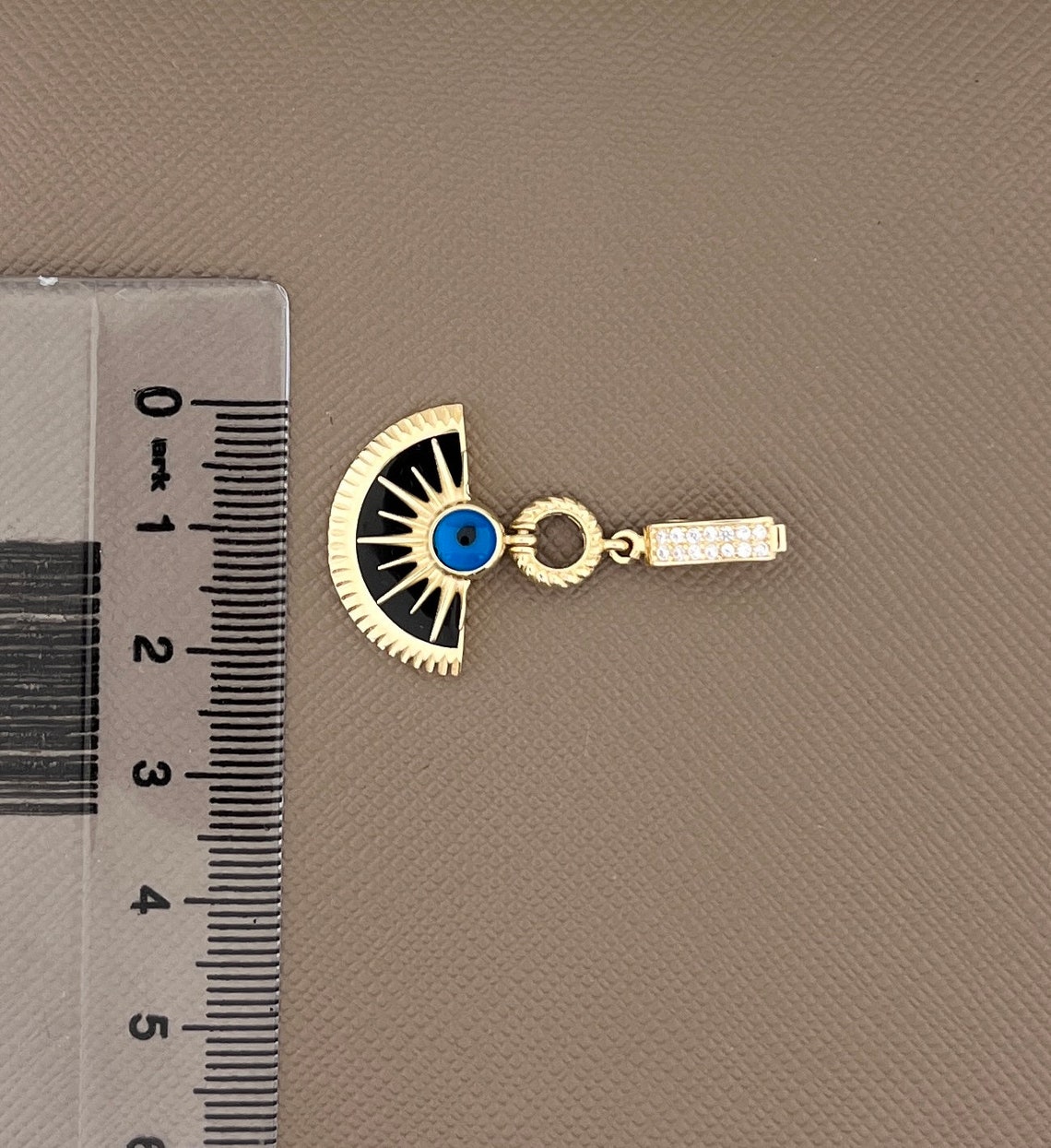 14k Gold Sun & Evil Eye Pendant: Celestial Amulet Necklace - Etsy