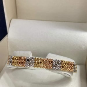 14K Solid Gold Dorica Beaded Bracelet: Three-color Patterned Gold - Etsy