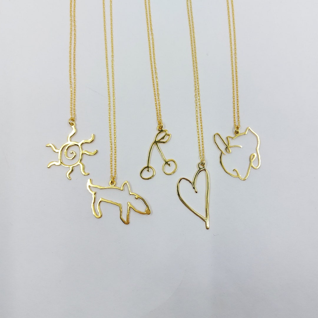 14K Gold Custom Design Necklace, Personalized Logo Pendant Jewelry - Etsy
