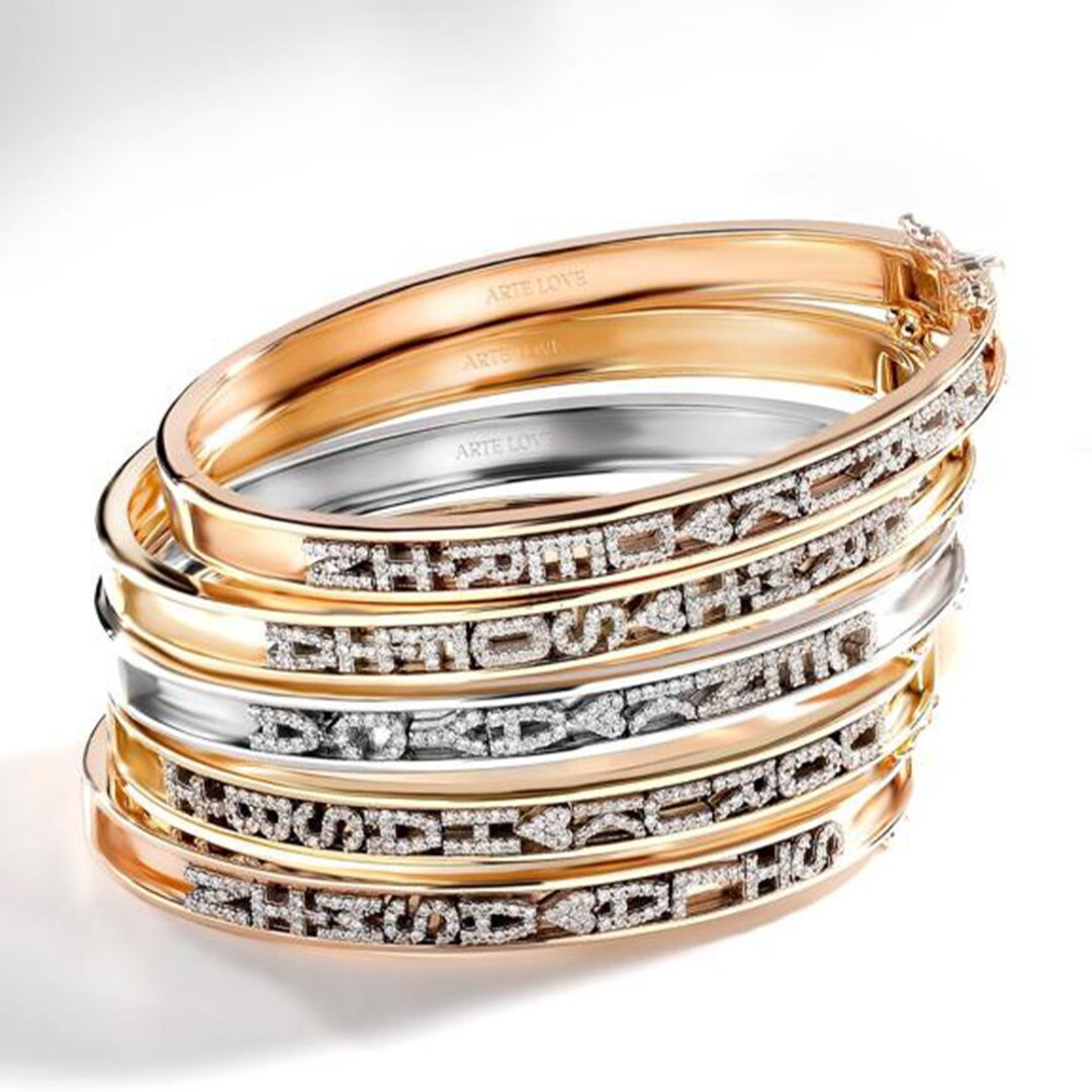 Customize Your Own Bracelet, Custom Bracelet With Pave Diamond Letters ...