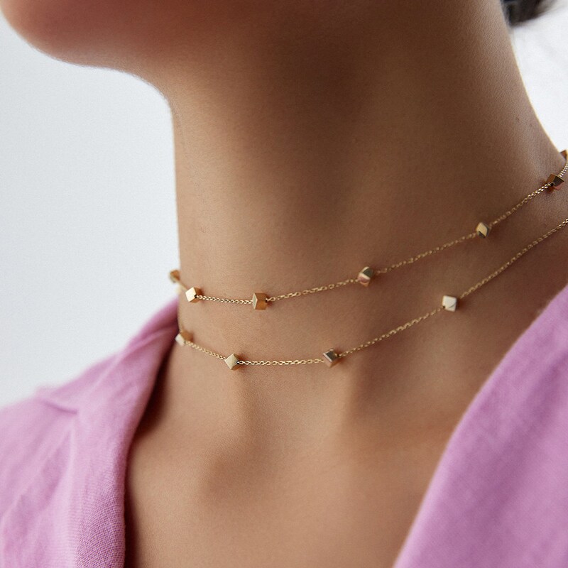 Gold Cube Necklace - Etsy