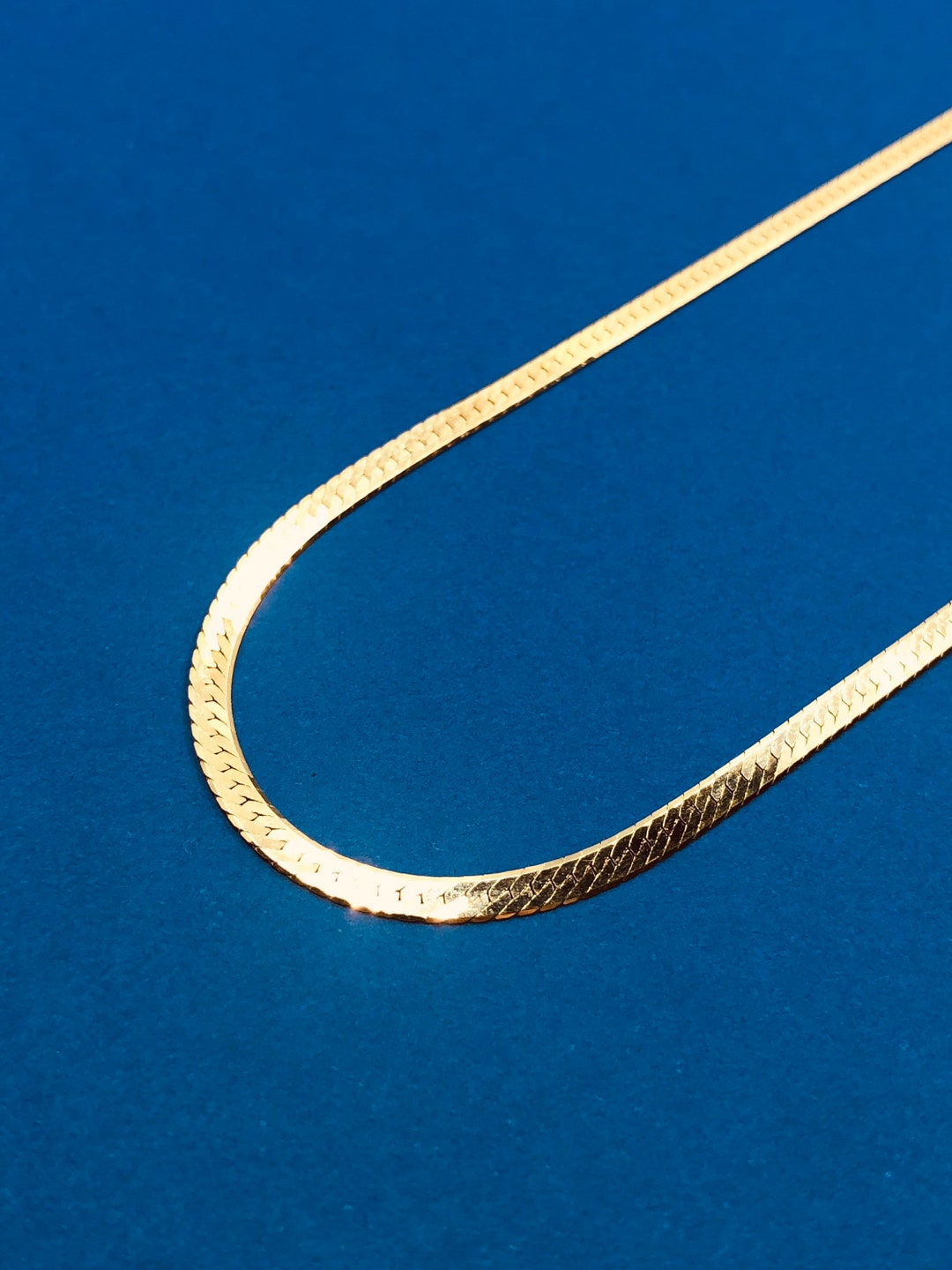 14K Solid Gold Snake Chain Necklace, Herringbone Chain Necklace, Gift ...