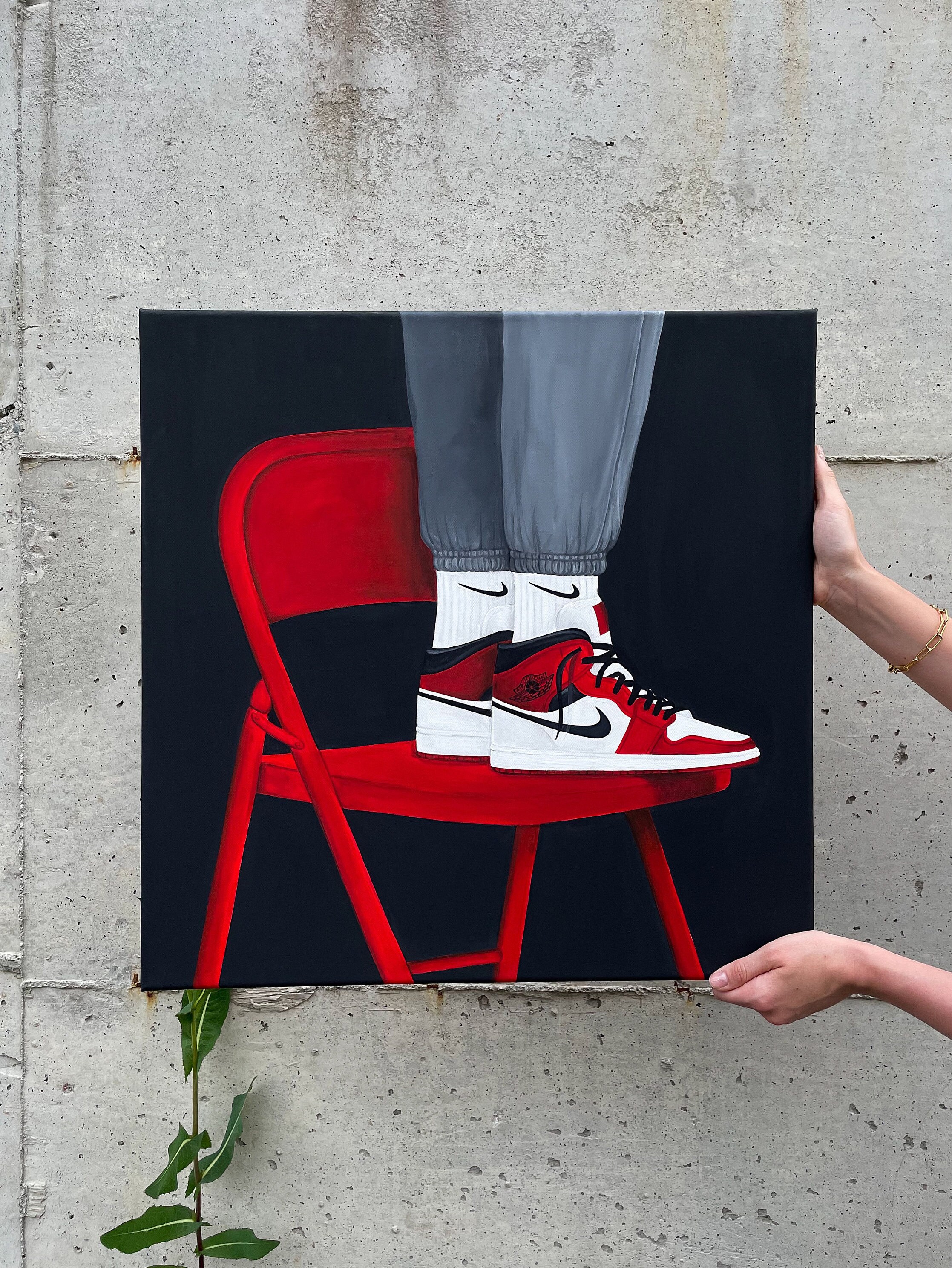 Air Jordan 1 Mid Ilustraciones de lienzo acrílico pintadas | Etsy