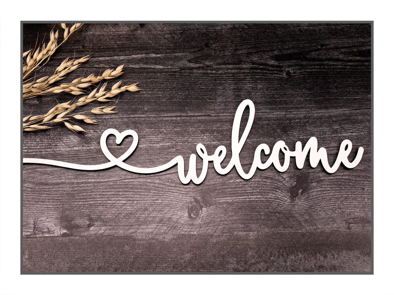 Welcome With Heart Sign / Wood Word Sign / Laser Cut / Birch | Etsy