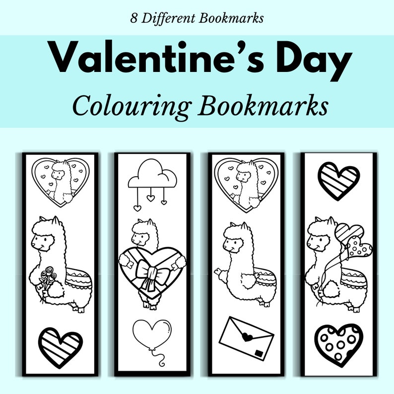 Printable Colouring Bookmarks for Valentine Day Kids Craft Activities ...
