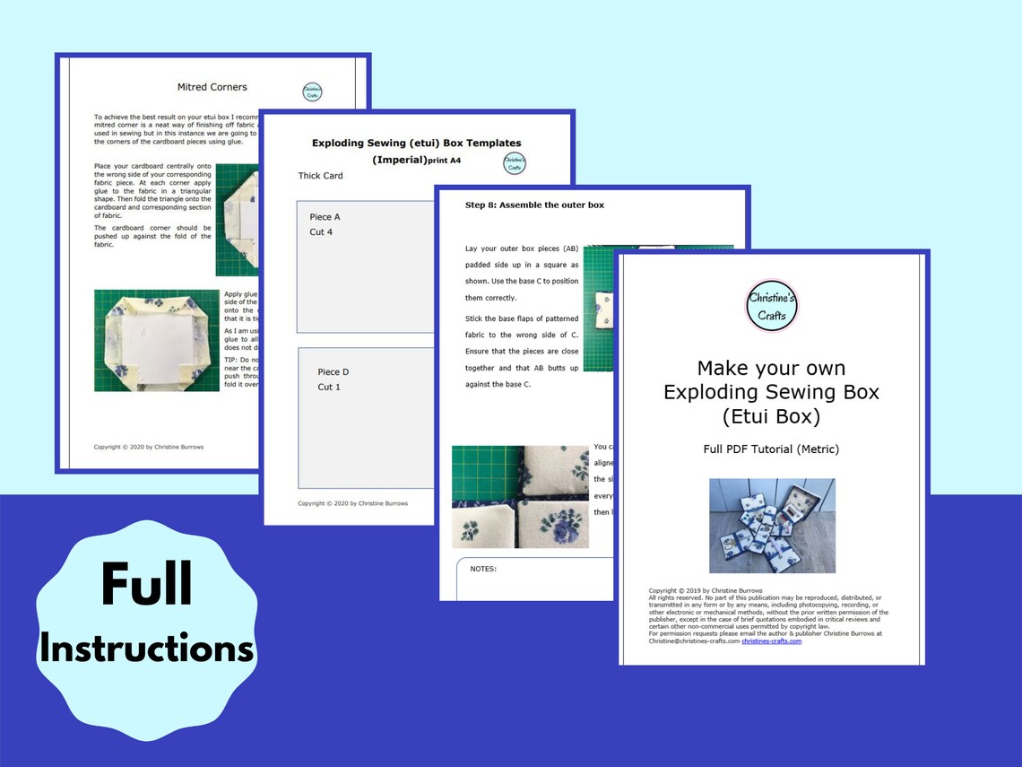 Etui / Exploding Sewing Box Tutorial and Pattern Pdf. Instant Download ...