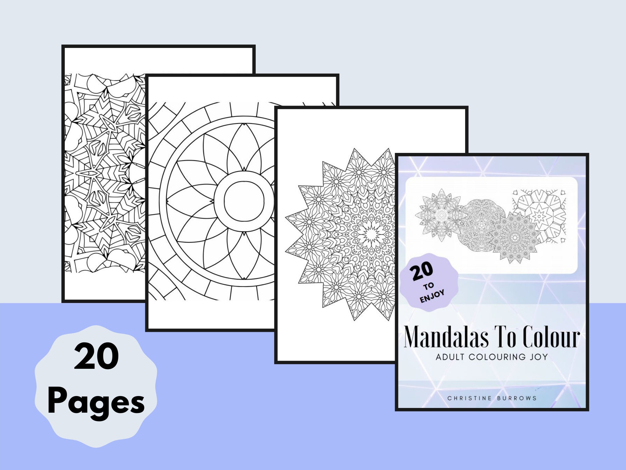 Printable Mandala Adult Coloring Book - 20 Pages of Different Mandalas ...