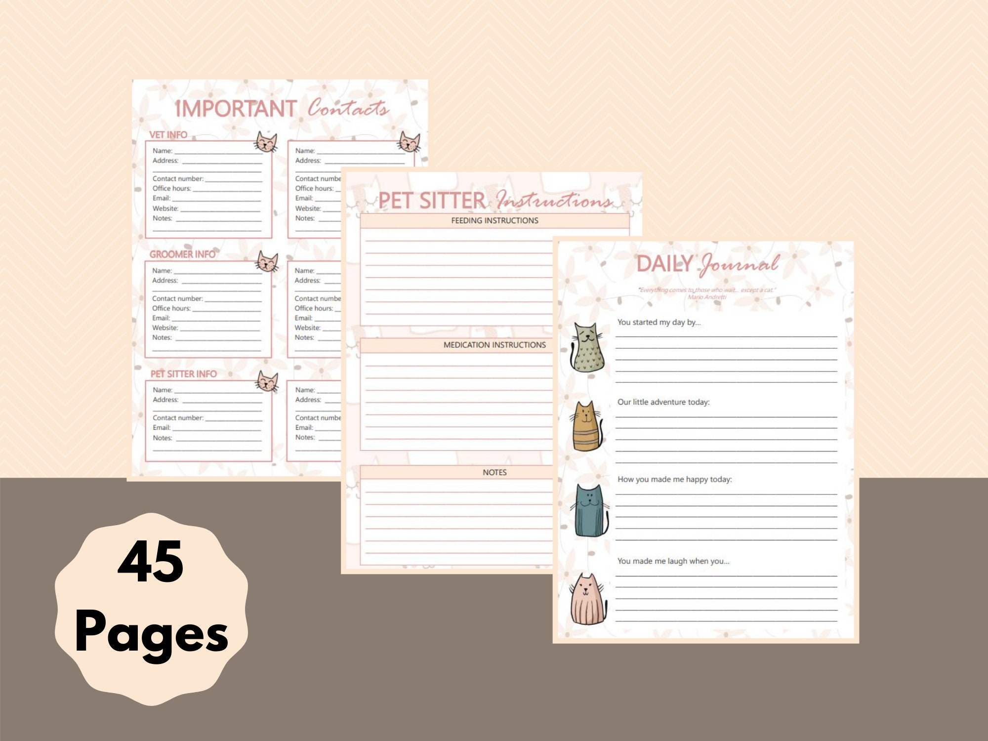 I Love My Cat Journal and Planner Pdf Digital Download Pet Planner ...