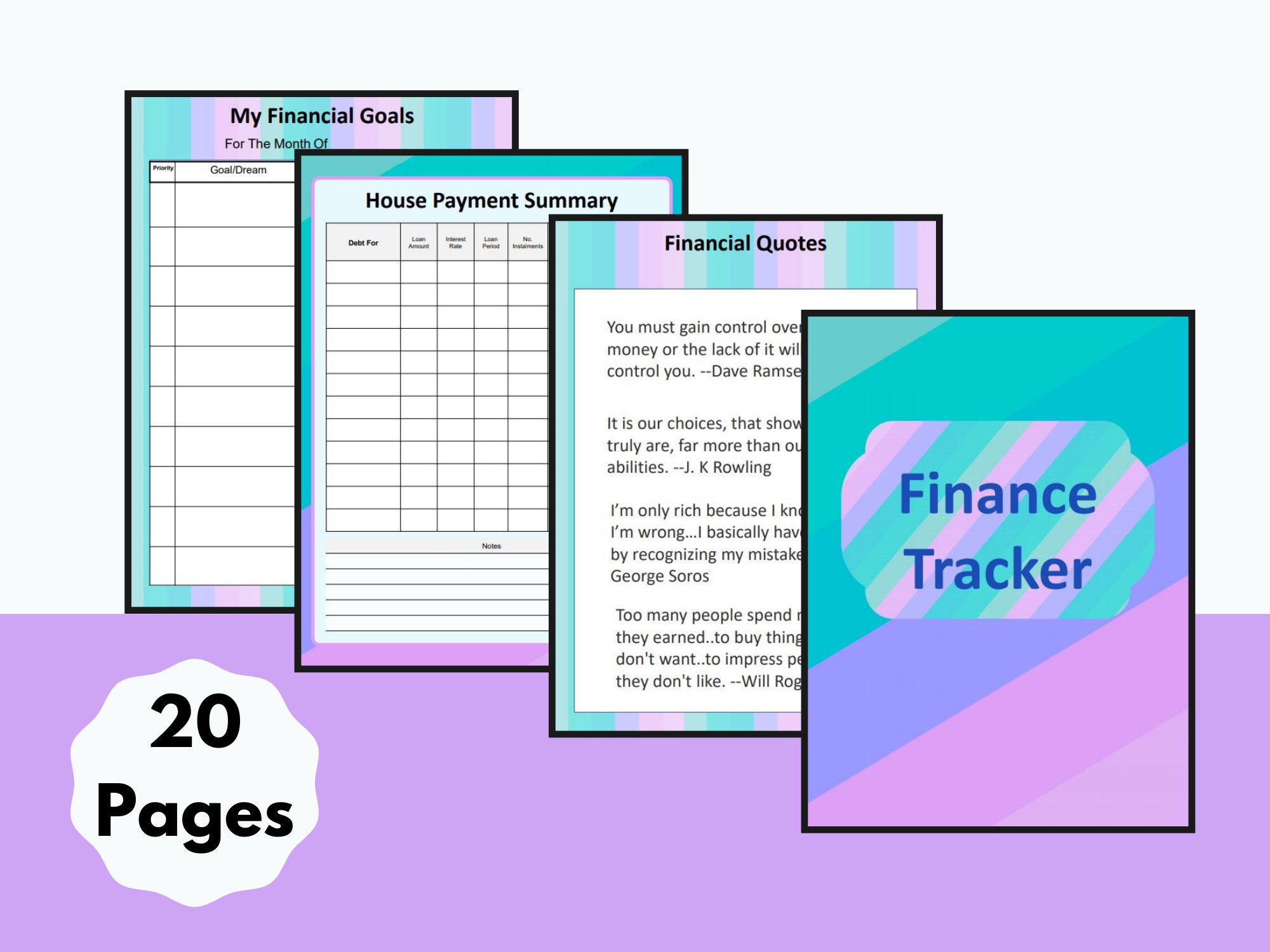 Finance Tracker Printable Download Budget Planner Monthly Tracking ...