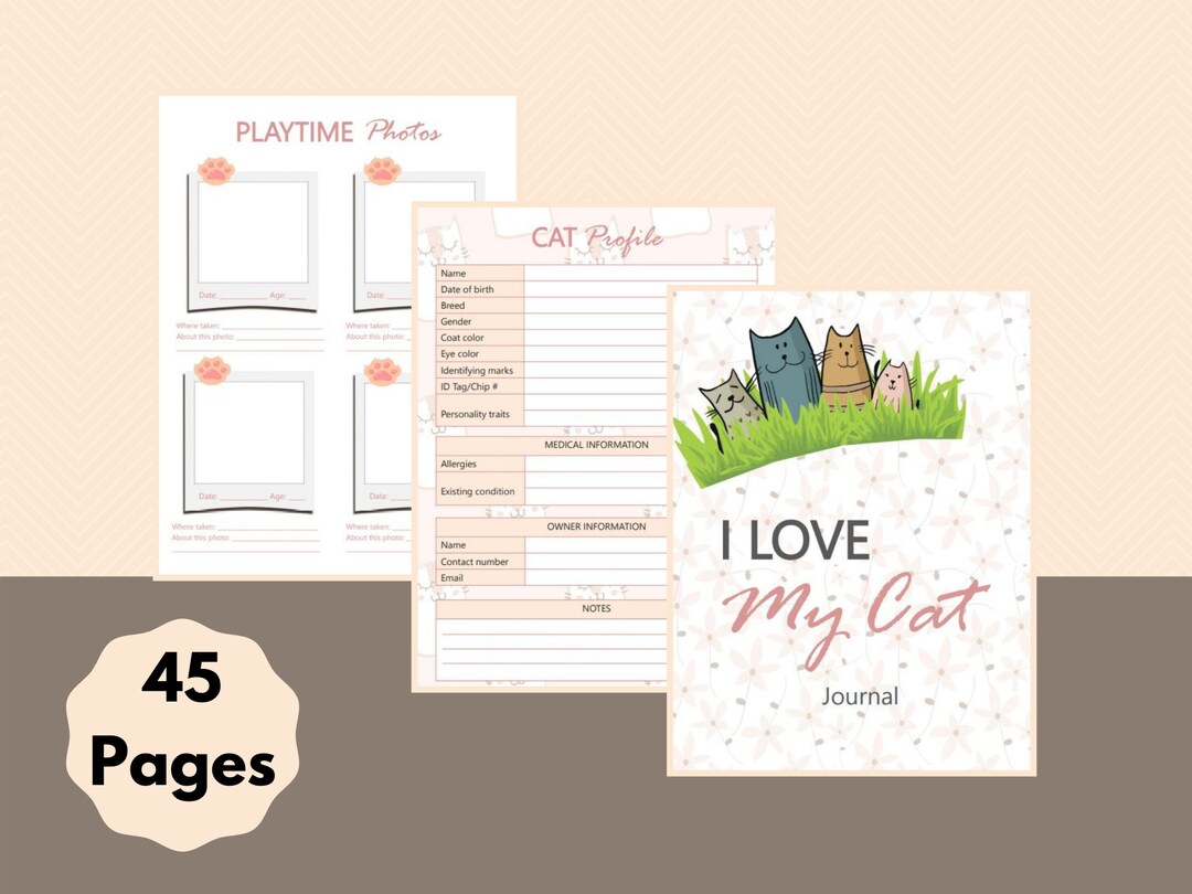 I Love My Cat Journal and Planner Pdf Digital Download Pet Planner ...