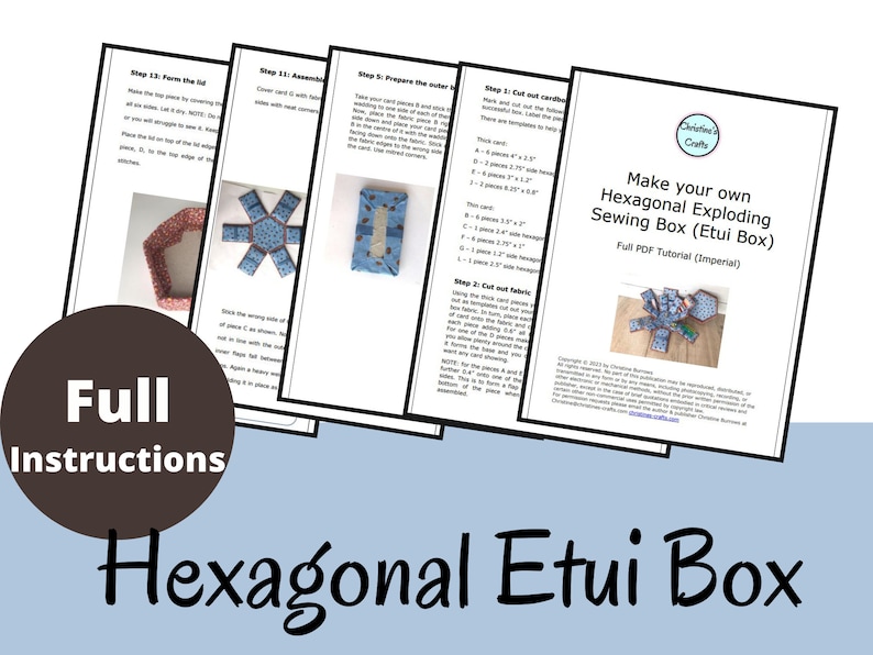 Hexagonal Etui / Exploding Sewing Box Tutorial and Pattern - Instant ...