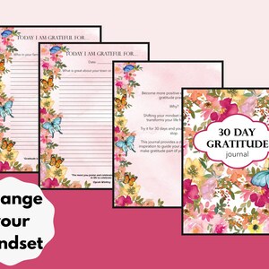 30 Day Gratitude Journal Printable Each Day With a New - Etsy UK