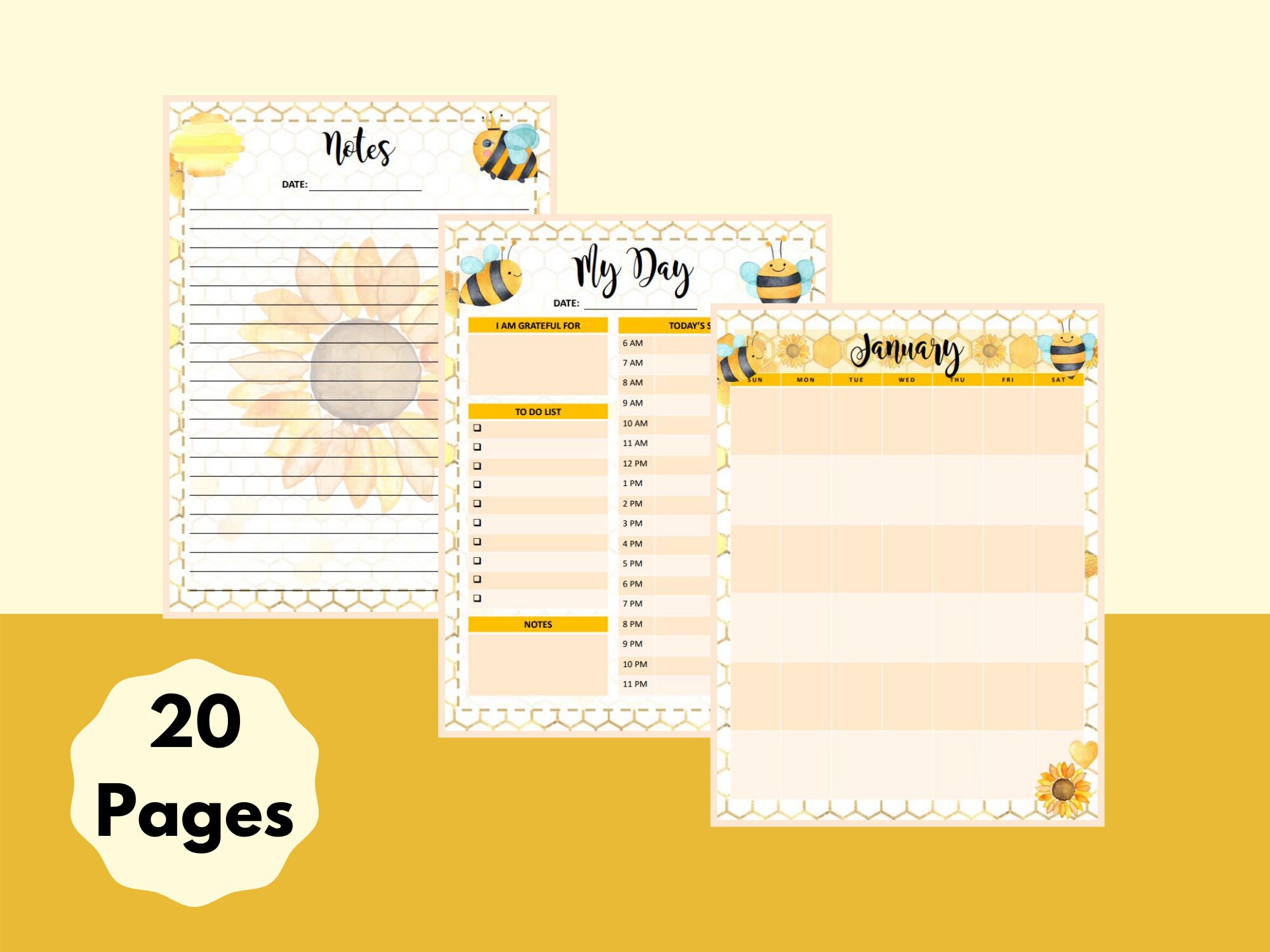 Bee Happy Printable Planner Pdf. Instant Download - Etsy UK