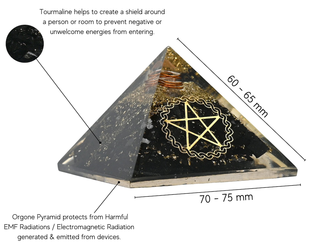 Shungite Large Crystal Orgonite Pyramid With Pentacle Star Symbol, EMF ...