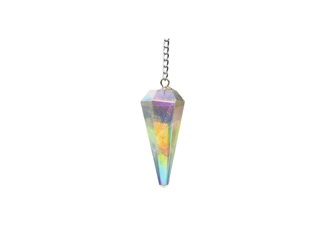 Angel Aura Quartz Crystal Pendant, Natural Divination Dowsing Pendulum ...