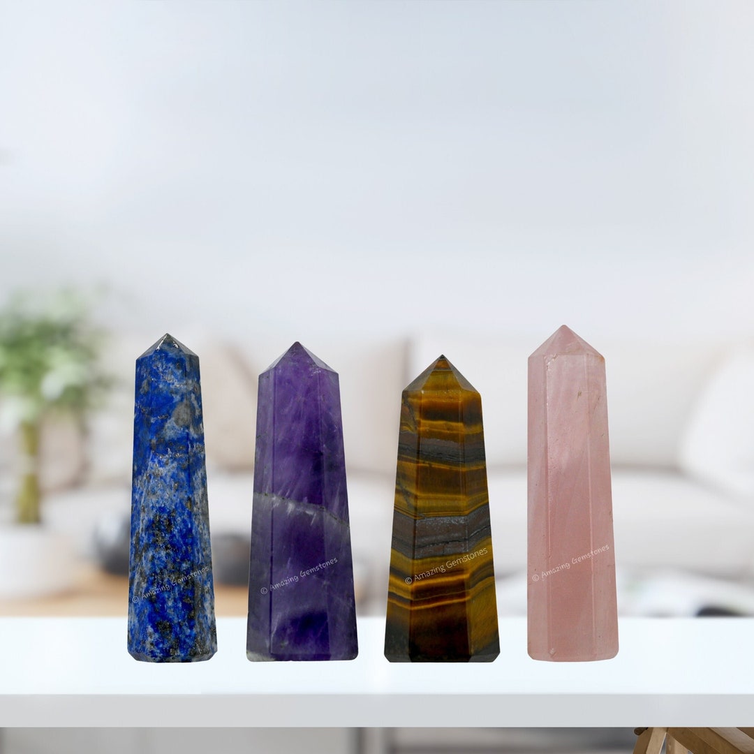 Crystal Obelisk Point Tower Set, Healing Crystal 2 to 3 Inch Towers for ...