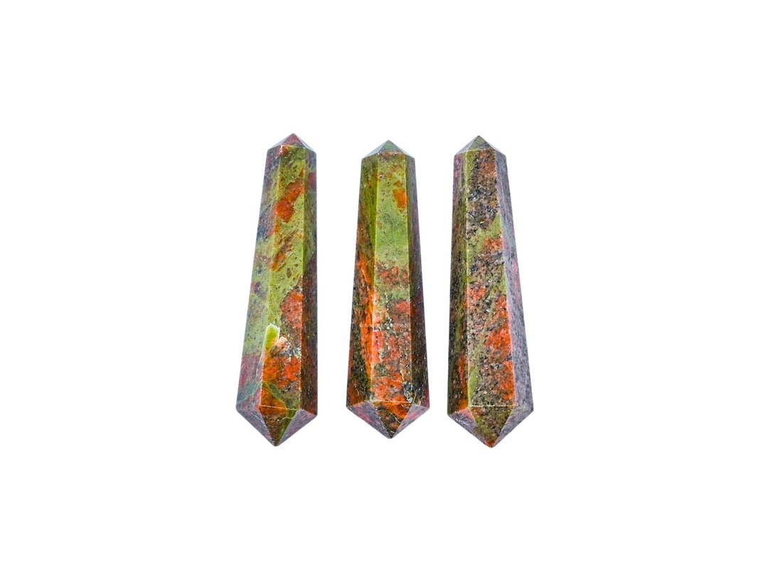 Unakite Healing Crystal Double Point, Pack of 3 Pencil Point Terminated ...