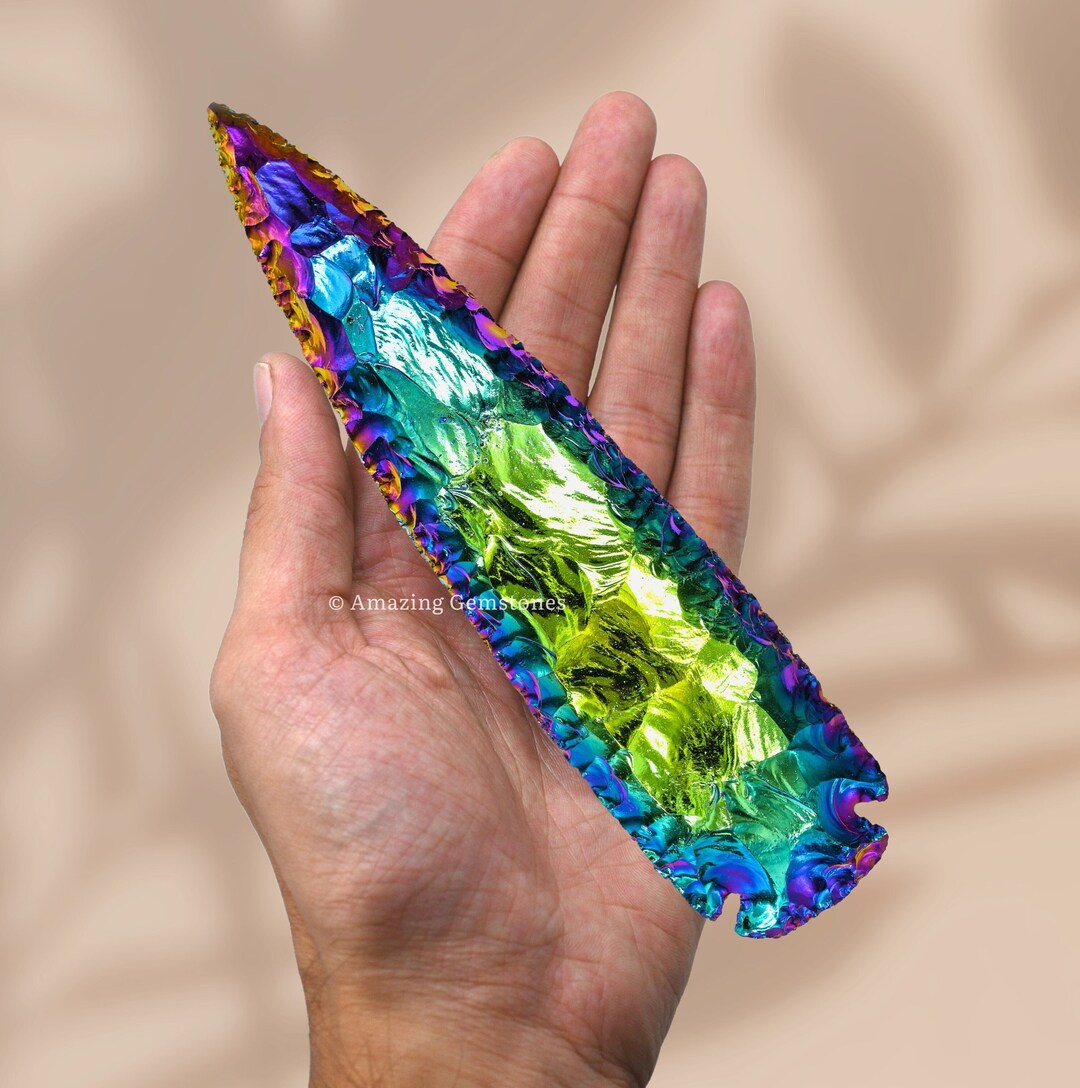 Titanium Aura Quartz Crystal Arrowhead: Handmade Craft Point (9-10") - Etsy