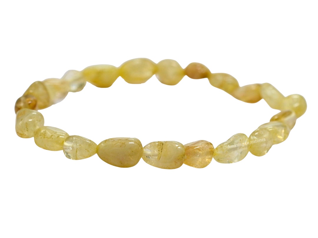 Citrine Healing Crystal Tumbled Bead Bracelet, Handmade in USA - Etsy