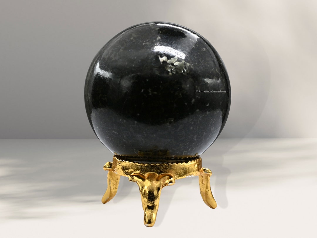 Nuummite Crystal Ball Sphere With Stand: Natural Healing Stone - Etsy