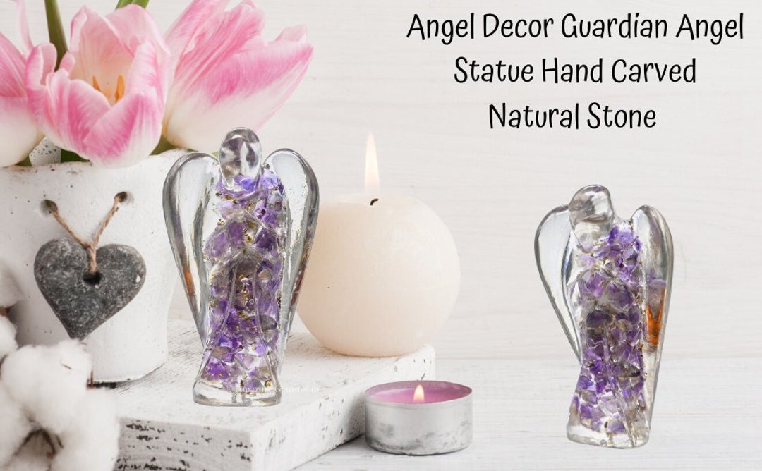 Amethyst Crystal Guardian Angel Statue, Handmade Orgone Figurine - Etsy