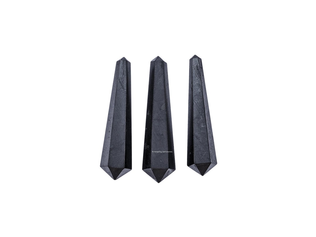 Shungite Healing Crystal Double Point, Pack of 3 Pencil Point ...
