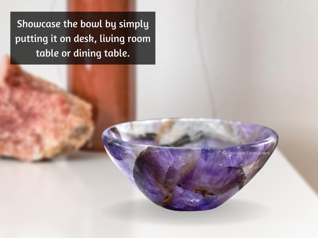 Amethyst Crystal Decorative Serving Bowl, Gemstone Altar Offering Bowl ...
