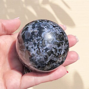 Indigo Gabbro Crystal Ball Sphere, 35mm Gemstone Sphere With Stand ...